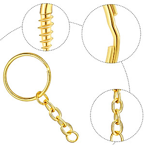 360 Pieces Keychain Rings for Crafts Including 90 Pieces Keychain Rings with 90 Pieces Open Jump Rings Connectors 180 Pieces Small Screw Eye Pins Hooks for DIY Keychain Supplies(Mixed Color,25 mm)