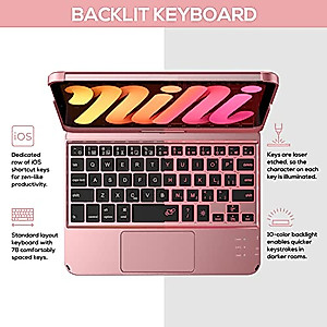 Typecase Touch Keyboard for iPad Mini 6 - 10 Colors Backlit & 360 ...