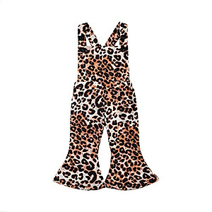 Kid Toddler Baby Girl Spring Summer Sleeveless Backless Romper One Piece Leopard Printed Jumpsuit Bell-Bottomed Flare Pants