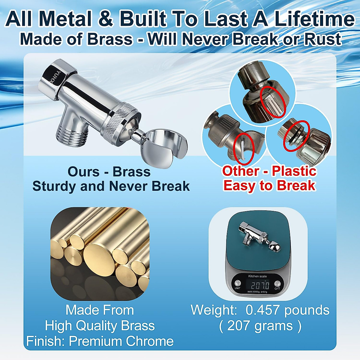 Shower Head Handheld with All Metal Showerhead Holder,High Pressure Built-in Power Wash Hand Held Showerhead with Extra Long Hose 6 ft. 10 Spray Mode Handheld Shower Head Premium Chrome 2.5 GPM