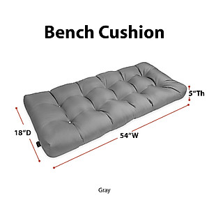 Classic Accessories Outdoor Bench Cushion, Moon Mist, 54" W x 18" D x 5" Thick, Outdoor Bench, Bench Cushions, Outdoor Cushions
