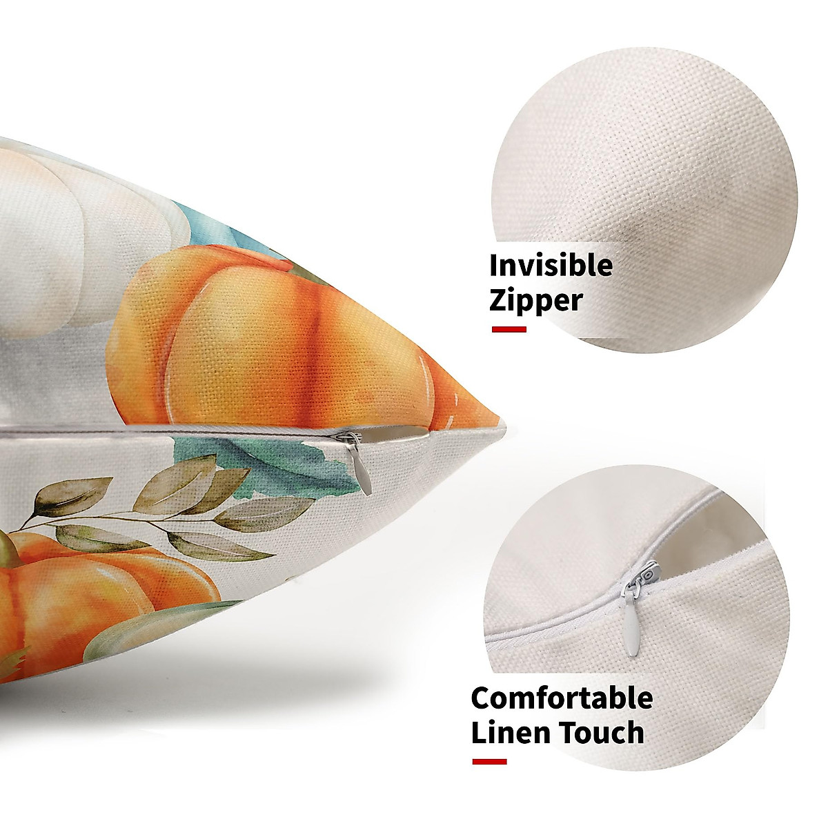 Fall Maple Leaves Lumbar Pillow Covers 12X20 In Teal Orange White Green Pumpkins Decorative Couch Pillow Cases Set of 2 Autumn Thanksgiving Throw Pillows Farm Decor For Room Porch Patio Couch Outdoor