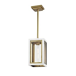 Maxim Lighting 30051CLWTGLD I Neoclass Collection 12 Inch One Light Outdoor Ceiling Pendant I White & Gold Finish I Modern Contemporary Light Fixture I Adjustable Height I