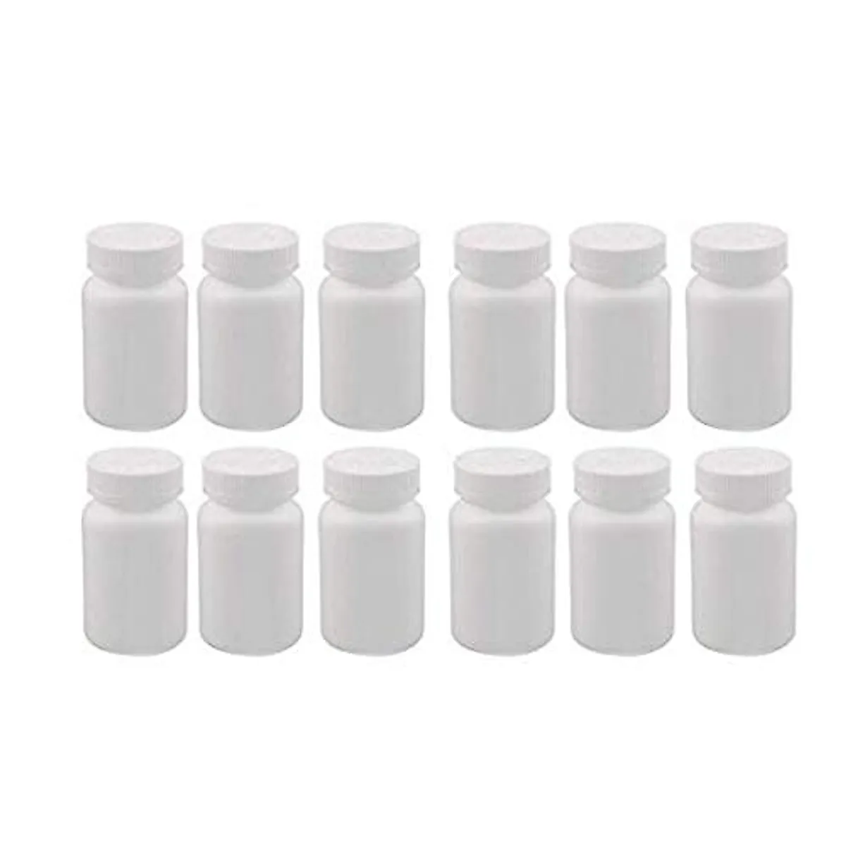 12 PCS 150 ML 5 OZ Plastic White Bottles Empty Container with Screw Cap Solid Powder Case Refillable Storage Holder Sample Jar for Dispense Different Items