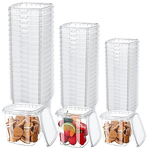 Sliner 60 Sets Square Deli Containers with Lids Clear Food Storage Containers Plastic Freezer Microwaveable Safe Deli Cups Leak Proof Airtight Meat for Restaurant(32oz, 16oz, 8oz)