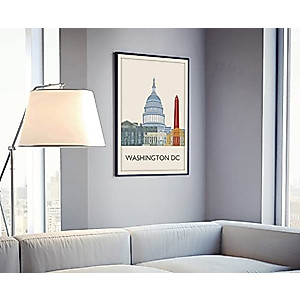 Washington DC Illustration Poster, Washington DC Skyline Poster Cityscape and Landmark Print, Washington Dc Illustration Home Wall Art, Office Wall Decor - 18x24