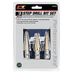 Performance Tool W9003 3-Piece Step Drill Set