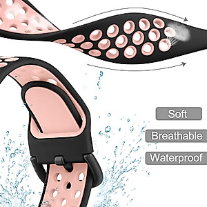 Vancle Silicone Bands for Gizmo Watch Band/Gabb Watch Band, 20mm Soft Air Breathable Replacement Strap Wristbands for Gizmo Watch 3/2/1 Gabb Watch Boys and Girls (Black-Pink)