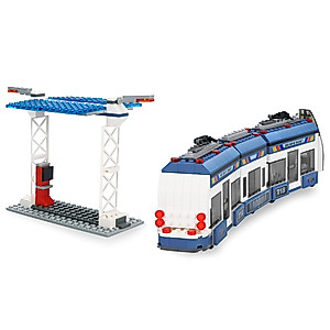 Finebely City Train Building Sets with Station Passenger Tram Building Kit City Transport Express Bus Building Toys Gift for Kids Aged 6-12 (545 Pieces)