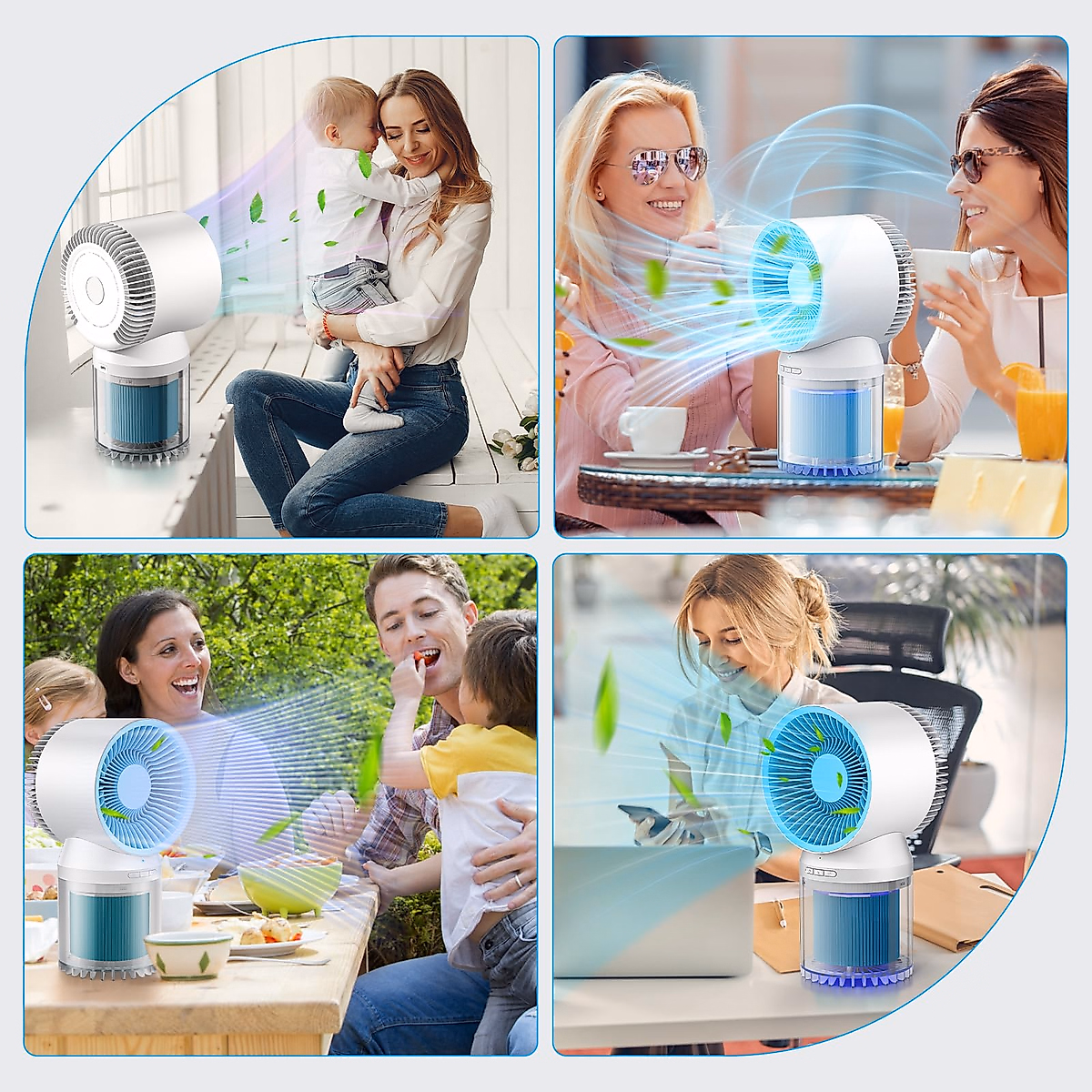 KONSIDEN Desk Fan with Air Freshening, 13 inch Quiet Table Fan, Whole Room Air Circulator Fan, Rechargeable Desk Fan, Cooling & Air Freshening, Ideal for Bedroom, Office, Livingroom