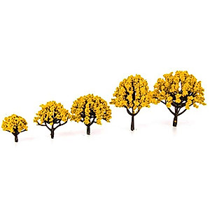 BESPORTBLE 20pcs Model Trees Fake Plastic Train Trees Railroad Scenery Architecture Trees for DIY Micro Landscape Bonsai 3CM-8CM (Orange)