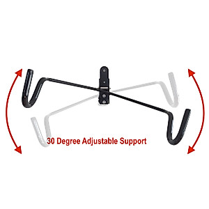 LifeStore Adjustable Bike Rack Wall Mount,100% Solid Steel Bicycle Storage Stand Hanger for Indoor, Garage, Soft Rubber-Coated Hooks, Mounting Screws Included, Heavy Duty Wall Mount Bike Stand (Black)
