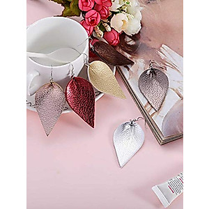 Jetec 8 Pairs Faux Leather Earring Set Leather Leaf Earring Petal Dangle Drop Earring for Birthday Women Girl