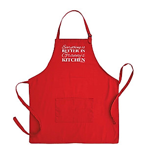 ThisWear Gifts For Granny Gifts For Grandma Everything Is Better In Granny's Kitchen Two Pocket Adjustable Bib Apron Red