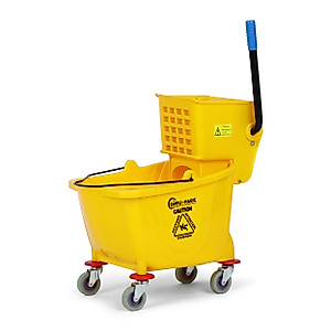 Simpli-Magic Side Press Wringer Combo Commercial Rectangular Mop Bucket on Wheels, 35-Quart, Yellow