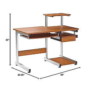 Techni Mobili Complete Computer Workstation Desk, 38" W x 22" D x 35" H, Woodgrain