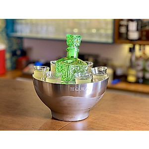 Maverick Unity Tequila Glasses and Bottle Holder on Ice, Tequila Gift Set, 6 Shot Glasses included - Tequila serving set.