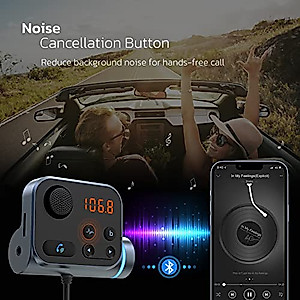 Nulaxy Bluetooth FM Transmitter for Car, Car Bluetooth Adapter W Air Vent Clip, Car Radio Bluetooth Hand-Free Call, QC3.0 Fast Charge, Noise Cancellation with Big Mic & Bass Boost, TF Card/AUX-KM21
