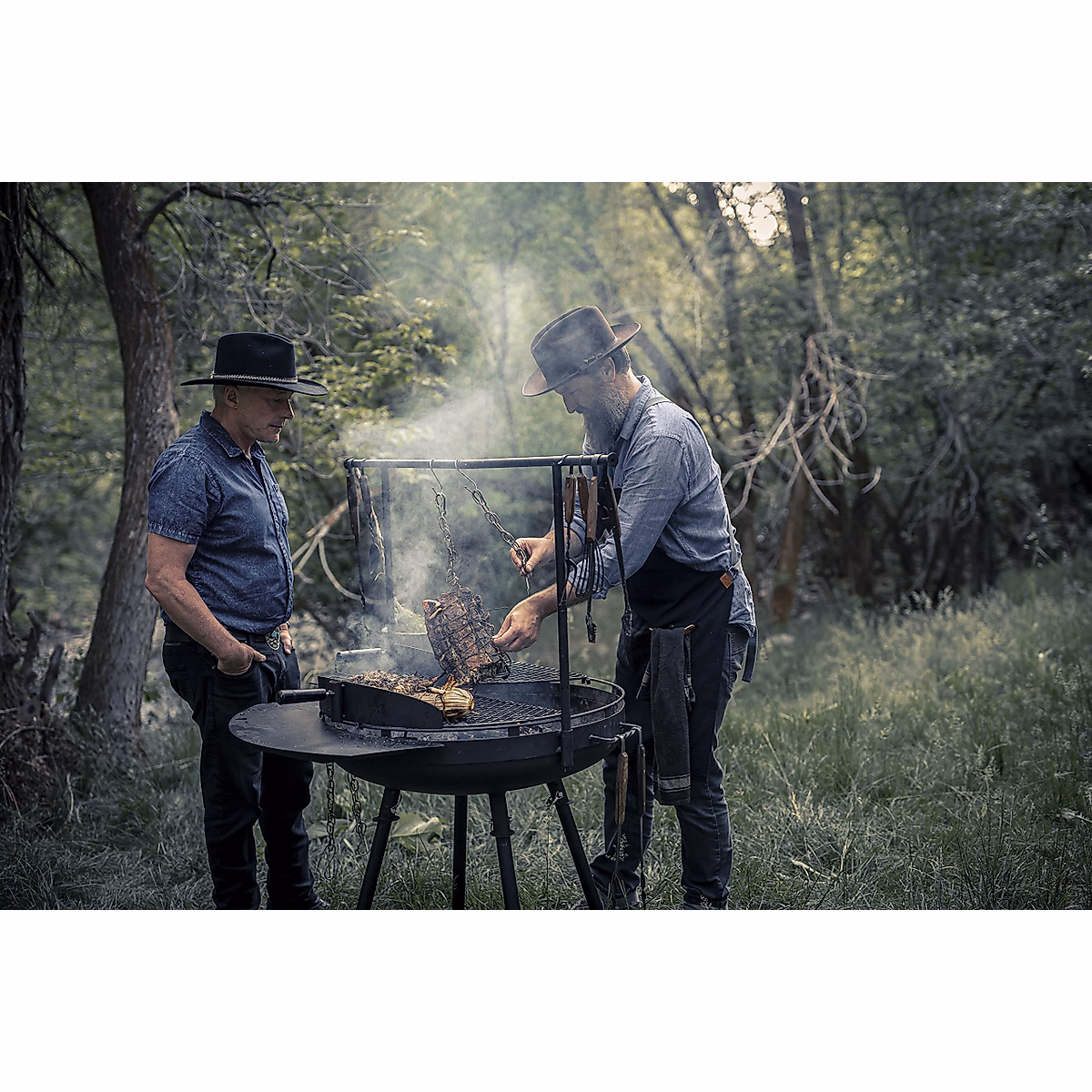 Barebones Cowboy Fire Pit Grill Side Table 30-Inch - Cowboy Grill Accessories for Outdoor Grills - Camping Cookware