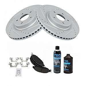 TRQ Front Ceramic Pads & Performance Rotors with Fluids for Nissan Infiniti New