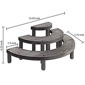MyGift 3-Tier Cupcake Stand, Vintage Gray Wood Semi Circle Dessert and Retail Display Stand, Set of 2