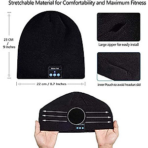 ZRUHIG Bluetooth Beanie,Stereo Knit Music Hat with Bluetooth V5.0 Wireless Hats Headphone Upgraded Unisex Knit Bluetooth Beanie Suitable for Outdoor Sports,Gift White