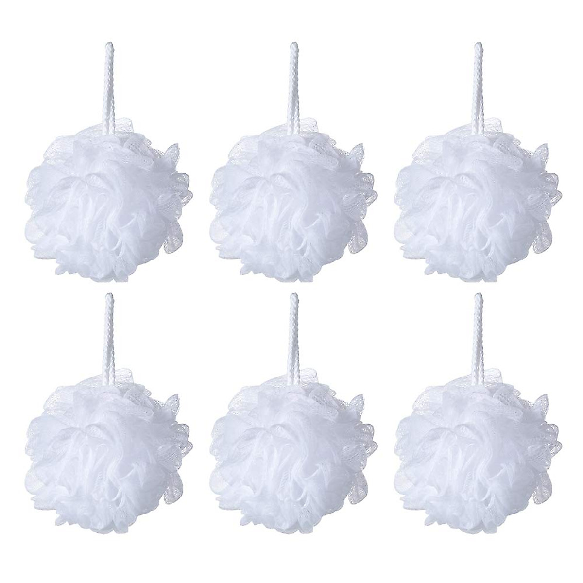 iboodi Bath Sponge Loofah Shower Pouf White Mesh Shower Puff Pack of 6 (35g/pcs)