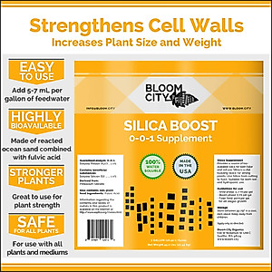 Liquid Silica Boost Fertilizer and Supplement by Bloom City, 1/2 Pint (8 oz) Concentrated Makes 45 Gallons