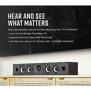 Polk Monitor XT35 Slim Center Channel Speaker - Hi-Res Audio Certified, Dolby Atmos & DTS:X Compatible, 1" Terylene Tweeter & Four 3" Dynamically Balanced Woofer, Wall-Mountable, Midnight Black