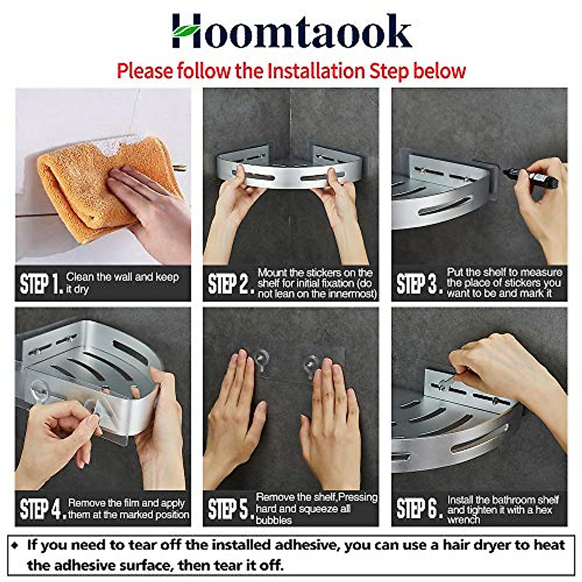 Hoomtaook Corner Caddy Bathroom Shower Shelf Wall Mounted No Drilling 2 Tier Storage Shelves Adhesive Triangle Baskets Silver Bathroom Kitchen Storage Basket