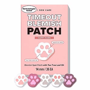 I DEW CARE Hydrocolloid Acne Pimple Patch - Timeout Blemish Happy Paws | Korean Cute Acne Patches | zit patches for face and skin, 36 Count (14mm), Facial Stickers, Absorbing with Tea Tree Leaf Oil