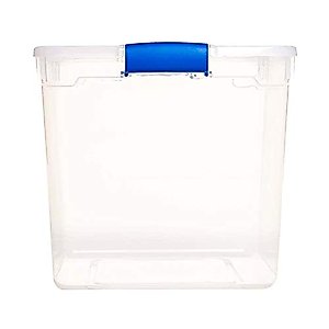 HOMZ Heavy Duty Modular Clear Plastic Stackable Storage Tote Containers with Latching and Locking Lids, 31 Quart Capacity, 12 Pack
