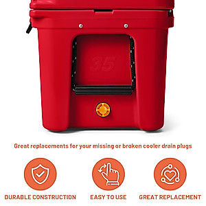 Cooler Drain Plug, 2 Pack Replacement, Orange, Compatible with Yeti Roadie, Tundra, and Tank Coolers and RTIC Coolers