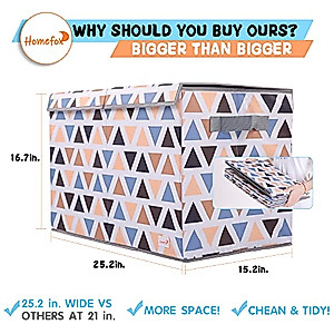 HOMEFOX X-Large Toy Chest - Toy Box - Toy Storage Organizer Bin Basket - 25''x17''x15'' w Flip Top Lid Kid Large ToyBox for Boy Girl Collapsible Portable Stackable Lightweight Foldable Sturdy Storage