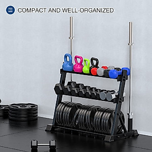 3-Tier Dumbbell Rack Weight Storage Organizer for Home Gym, Fit for Dumbbell, Kettlebells, Weight Plate and Curl Bar (87X)
