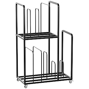 lukar Metal Art Storage Rack with Caster Wheels, 2 Tier Art Canvas Storage Rack, Large Artwork Storage Stand Canvas Organizer Art Drying Rack for Painting, Canvas, Artwork, Panels, Galleries