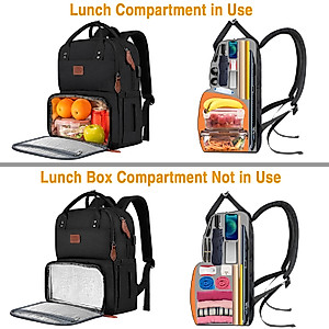 Lunch Backpack for Women, Insulated Cooler Backpacks with USB Port, 15.6 inch College School Laptop Bookbag Reusable Water Resistant Tote Food Bag for Work Beach Camping Picnics Hiking Womens Gift