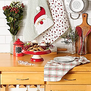 DII Christmas Kitchen Towels Decorative Embellished Cotton Dish Towel Set, 18x28, Santa, 3 Count