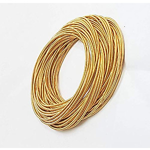 Gold Guitar String Coil Bracelets Stack Stainless Steel Set Layered Thin