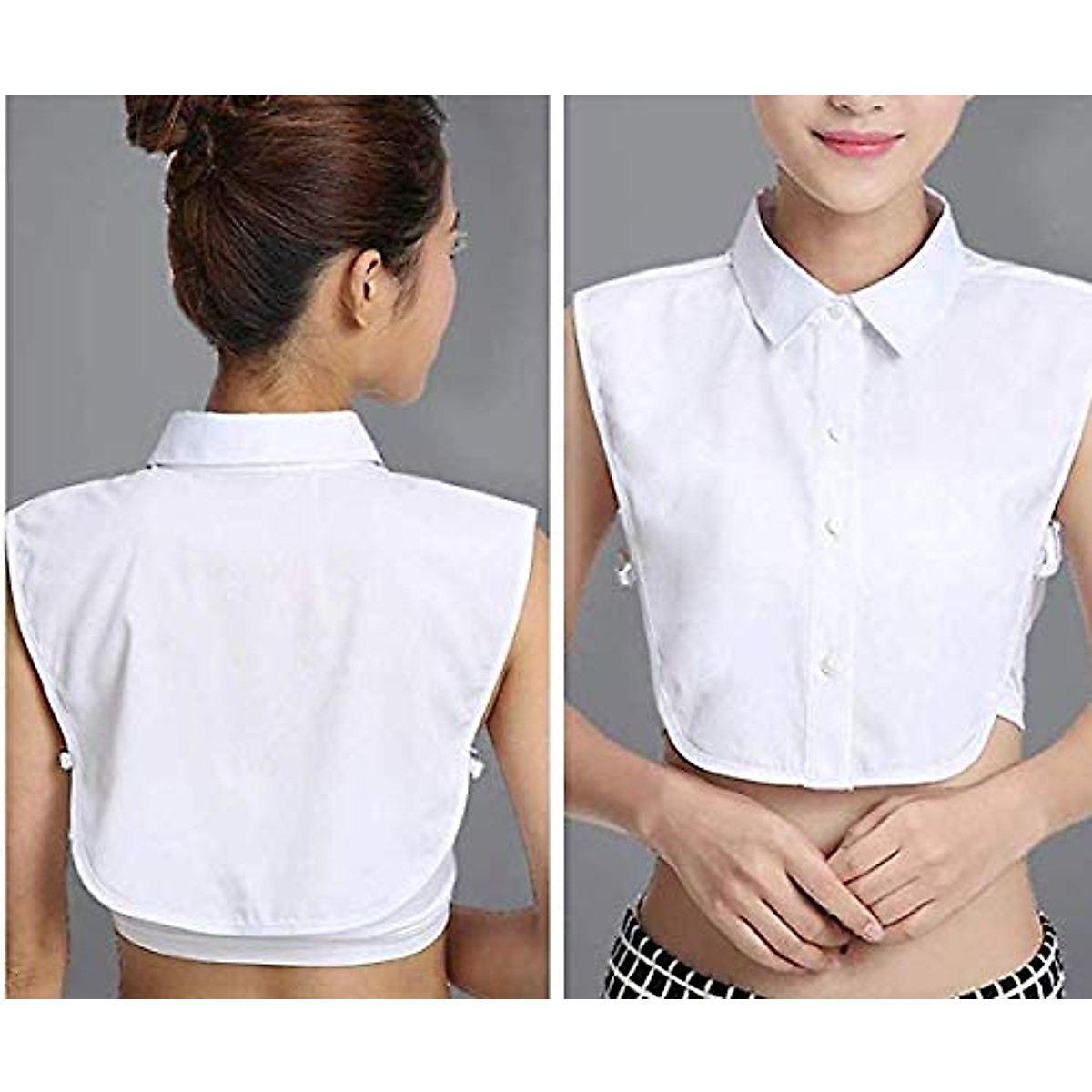 Shinywear Women's Fake Collar Detachable Collar Shirt Attachment, White Dickey False Collar, Mock Collar Half Blouse for Lady Girls Favors(2pcs White Pointed Collar)