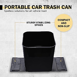 Car Trash Can Large Capacity Automotive Garbage Bin 1.4 Gallon Stability Flap for Cars & Trucks Leakproof Auto Garbage Bin & Car Trash Waste Container for Vehicles Black with Trash Bag (Black)