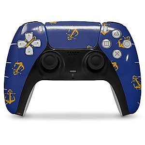 WraptorSkinz Skin Wrap compatible with Sony PS5 DualSense Controller Anchors Away Blue (CONTROLLER NOT INCLUDED)