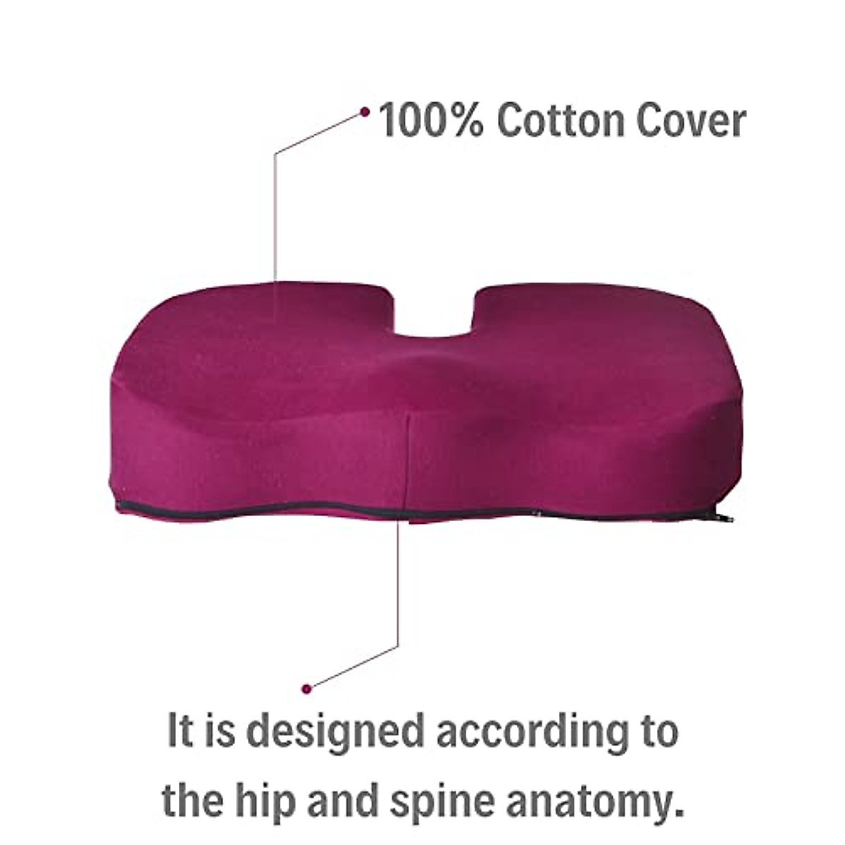 ErgoFoam Orthopedic Seating Memory Foam Seat and Hemorrhoids Cushion, Seat Cushion with High Density Memory Foam for Office Chair, Ergonomic Cushion for Wheelchair, car seat, Coccyx or Hip Problems