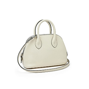 DORIS&JACKY Small Leather Dome Crossbody Bag Cute Shell Shape Zip Around Handbags (2-Off White)