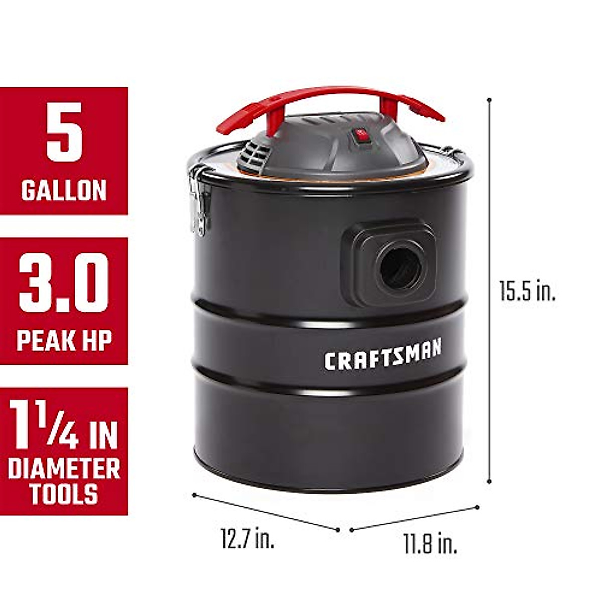 CRAFTSMAN CMXEVBE17585 5 Gallon 3.0 Peak HP Ash Vacuum with Attachments