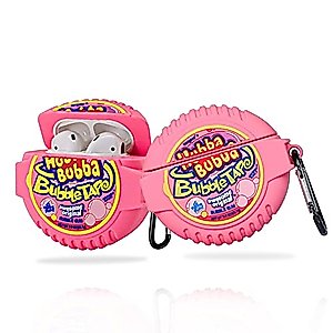 Compatible with AirPods Case Cover (Pink Bubble Gum)