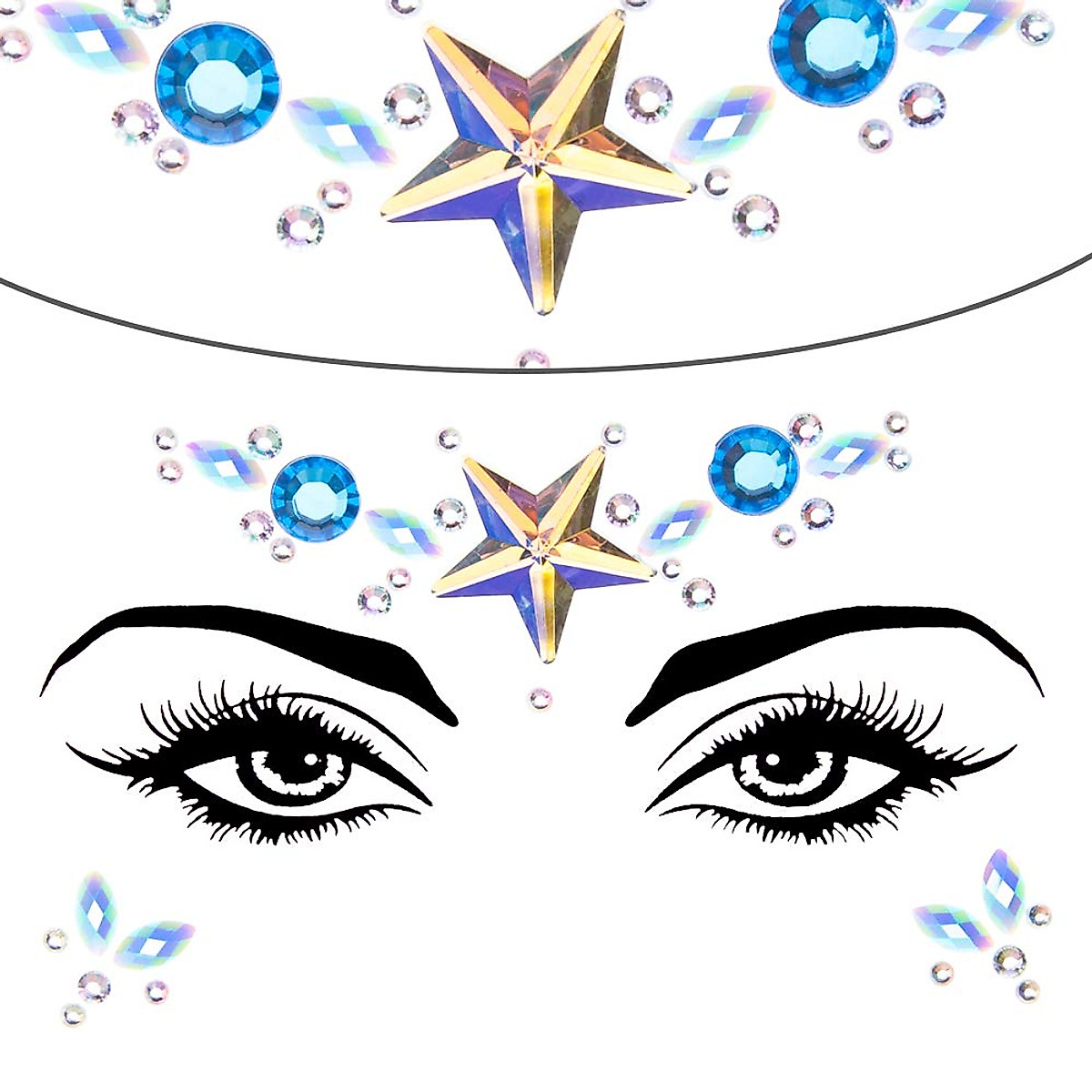 SIQUK 12 Sets Face Jewels Mermaid Face Gems Face Rhinestone Temporary Tattoos Crystal Tears Gems Stones for Race Carnival Festival Party