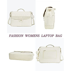 17 Inch Laptop Bag for Women, Large Cute Messenger Bags Office Computer Carrying Case Shoulder Bag with Fashion Accessory, Water Resistant Quilted Crossbody Business Work Briefcase for College Travel