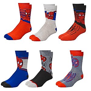 Marvel Spiderman Socks for Boys & Men, 6-Pack Socks for Men & Boys Socks, Men's Athletic Socks, Athletic Socks for Boys,