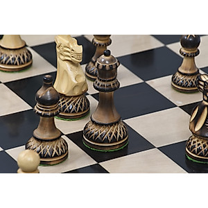 CHESSBAZAAR 3.8" King Burnt Blazed Chess Set for Adults & Kids, Wooden Chess Pieces only in Burnt Boxwood